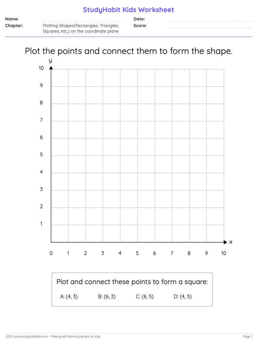 Fifth Grade Coordinate Plane Plotting Shapes(Rectangles, Triangles ...