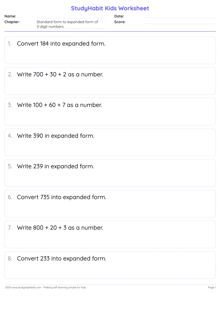 Free Expanded Form Worksheets Expanded Form Worksheets 4th Grade