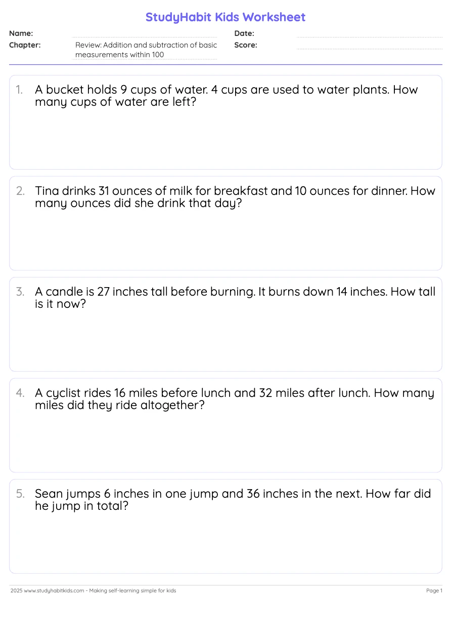 Second Grade Word Problems Review of addition and subtraction of basic ...