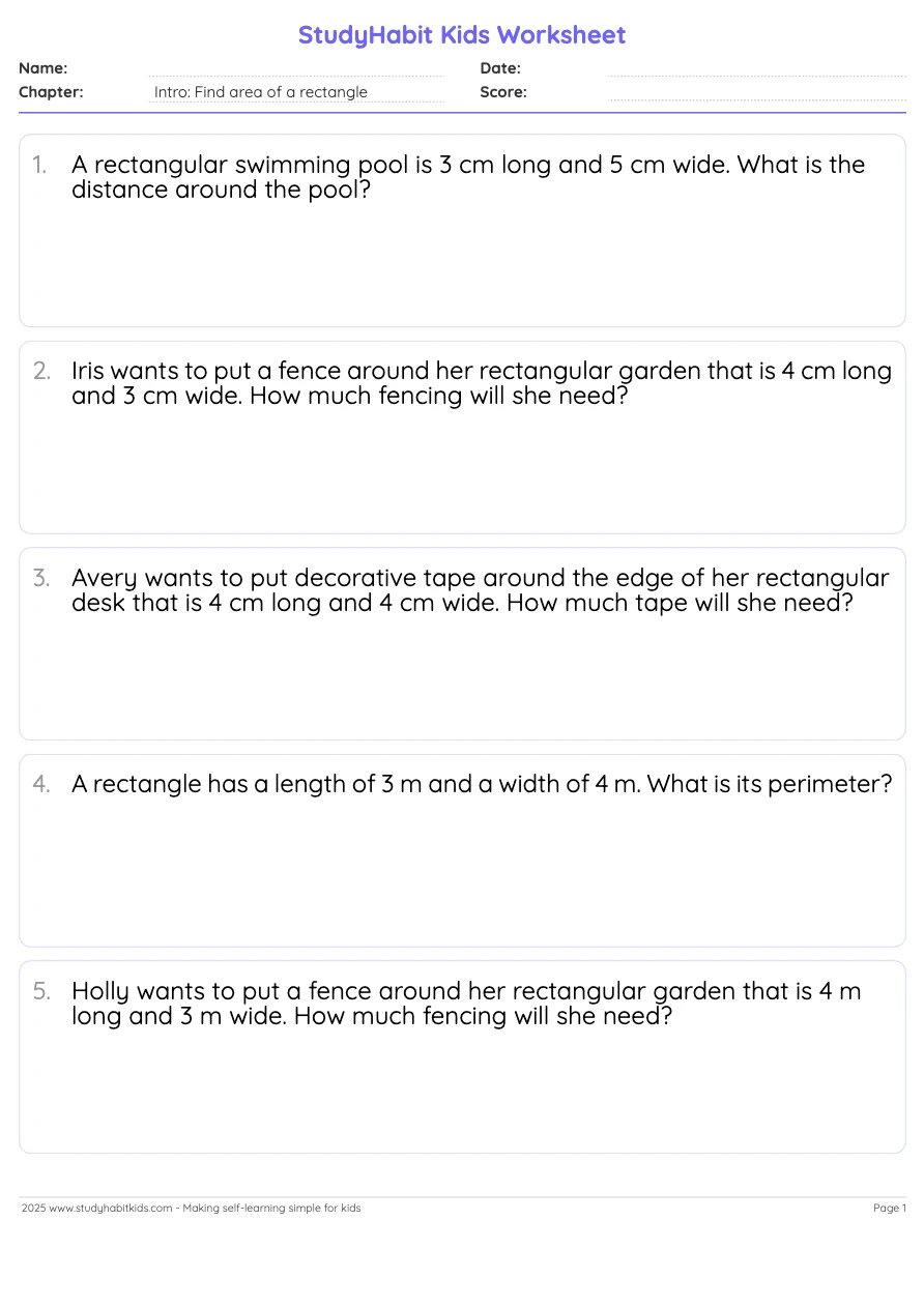 Third Grade Measurement Intro: Find area of a rectangle worksheet ...
